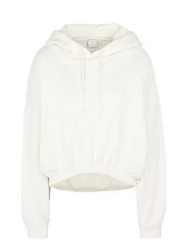 8 BY YOOX Organic Jersey Cropped Hoodie - White