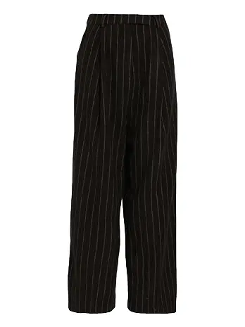 Topshop Pinstriped Flannel Wide Leg Pants - Brown