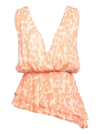 SOLOTRE Leopard-print Crepe Top - Pink
