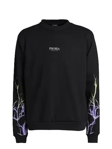 PHOBIA ARCHIVE Lightning Print Crewneck Sweatshirt - Black