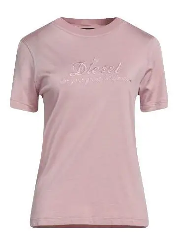 DIESEL® Viscose & Cotton Jersey T-shirt With Embroidered Logo - Pink