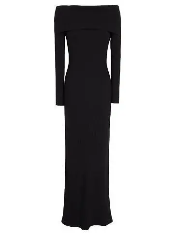 8 BY YOOX Ribbed Off-the-shoulder Maxi Dress - Black