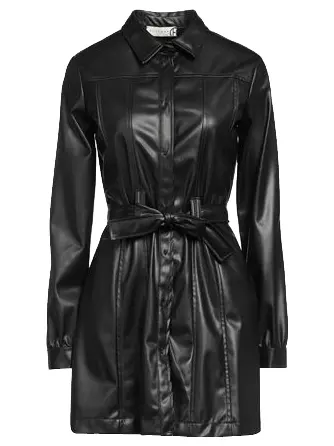 HAVEONE Coated Mini Shirt Dress With Belt - Black