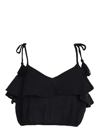 Topshop Ruched Woven Top - Black