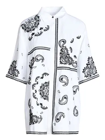 Topshop Embroidered Woven Shirt - White