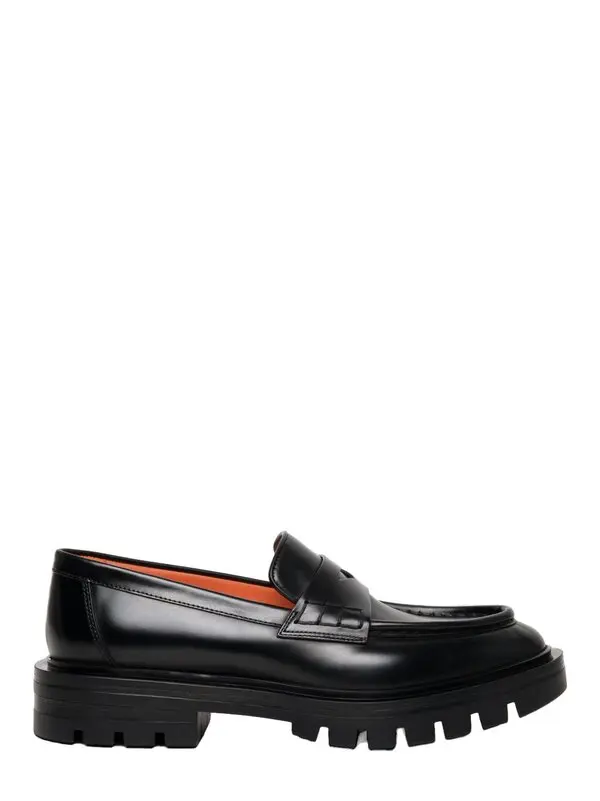 Santoni Leather Loafers - Black
