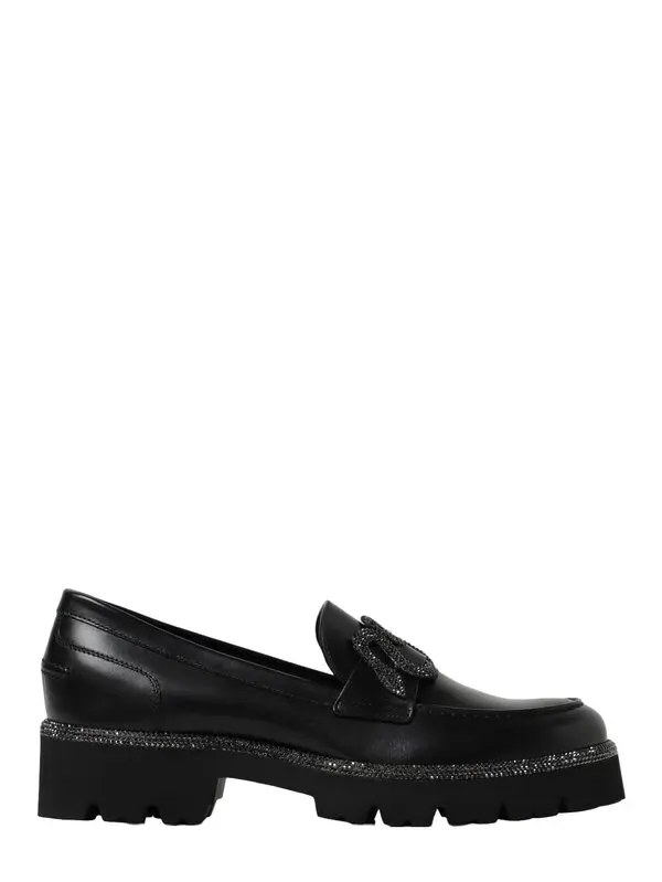 Rene Caovilla Morgana Leather Moccasins - Black