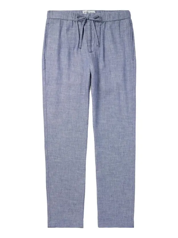 Frescobol Carioca Straight-leg Linen And Cotton-blend Trousers - Blue