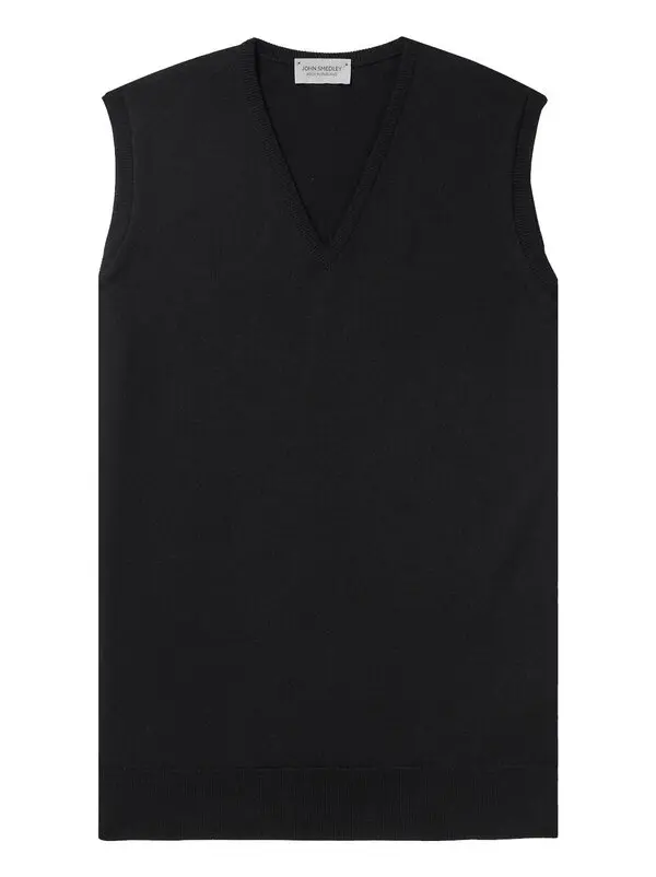 John Smedley Hadfield Merino Wool Sweater Vest - Black