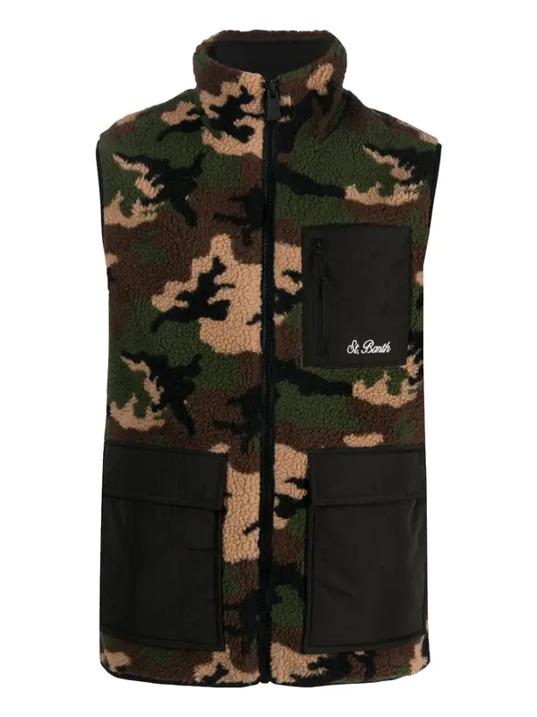 MC2 SAINT BARTH Camouflage-print Gilet - Green
