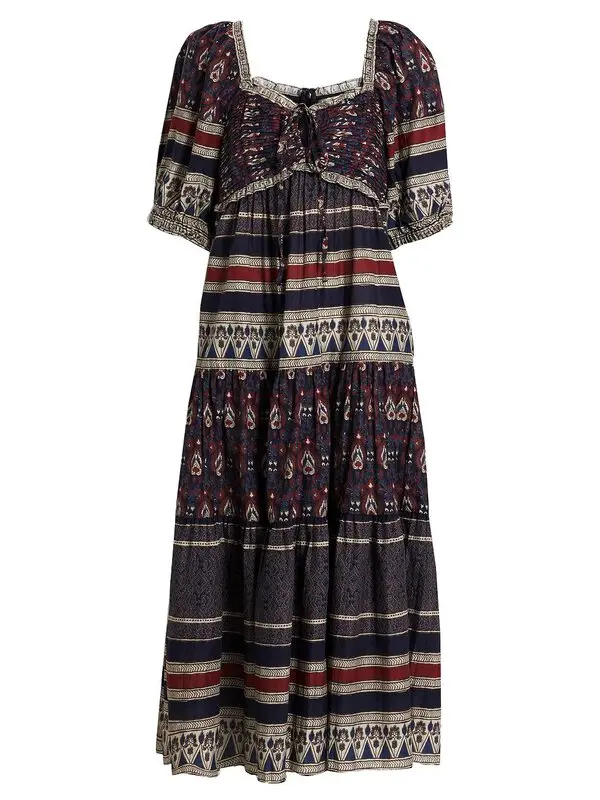 Sea Tasha Tiered Printed Midi Dress - Navy