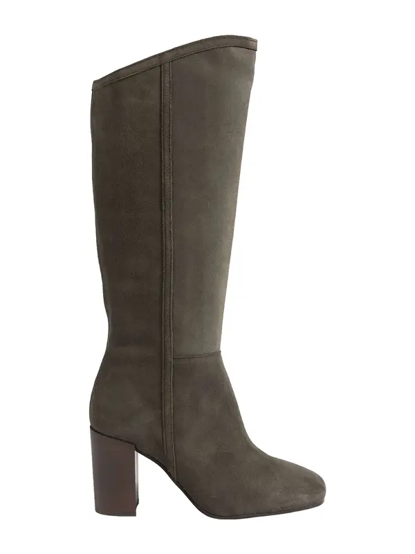 Iris & Ink Suede Knee Boots - Army Green