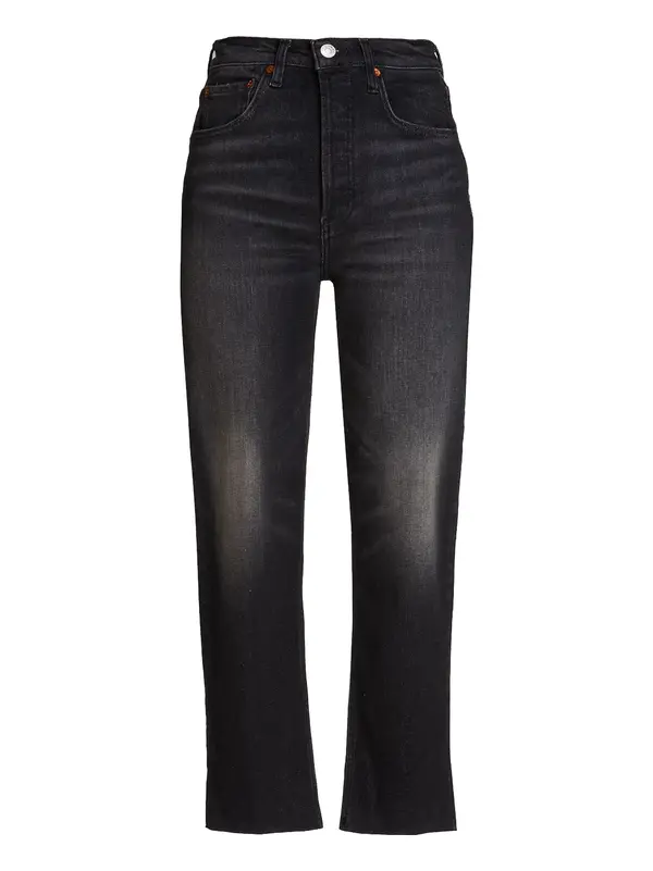 RE/DONE 70s Cropped High-rise Straight-leg Jeans - Charcoal