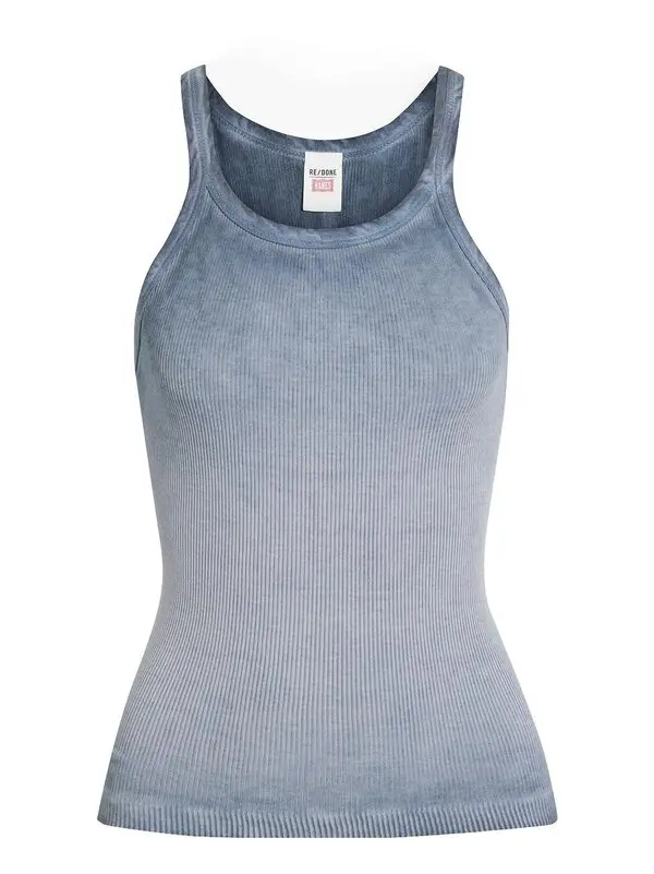 RE/DONE Ribbed Cotton-jersey Tank - Slate Blue