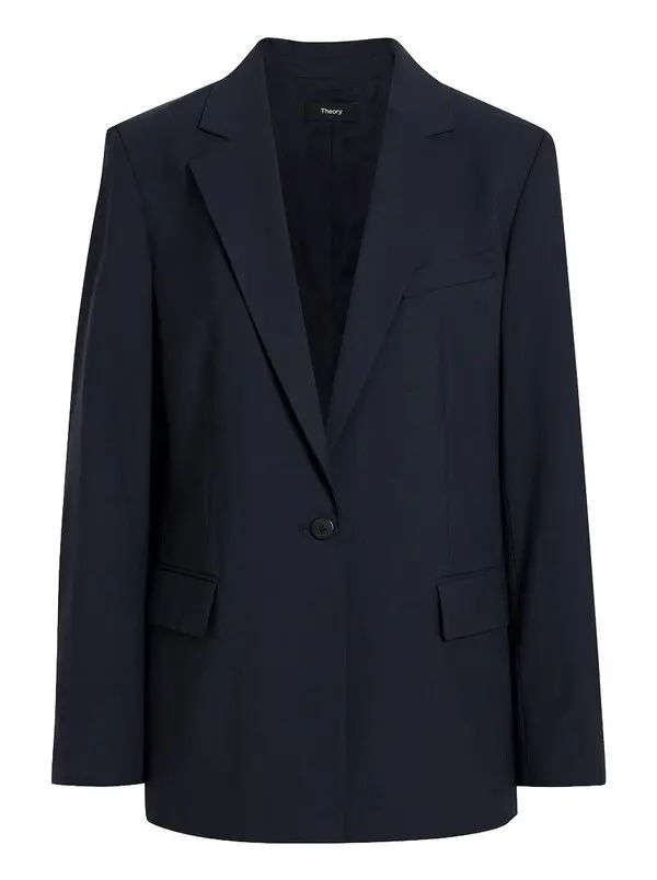 Theory Wool-blend Blazer - Navy