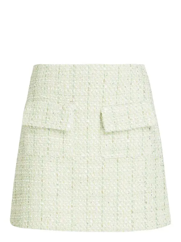 Maje Metallic Bouclé-tweed Mini Skirt - Light Green