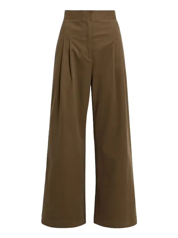 Iris & Ink Amanda Cotton-blend Twill Wide-leg Pants - Army Green