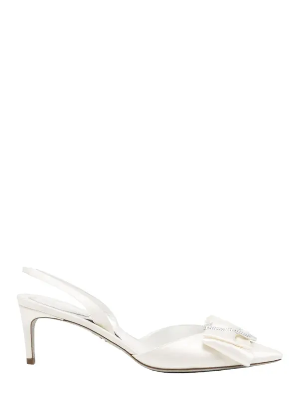 Rene Caovilla 65mm Bow-detail Leather Pumps - White
