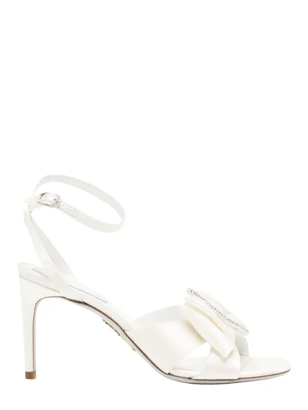 Rene Caovilla 80mm Bow-detail Leather Sandals - White