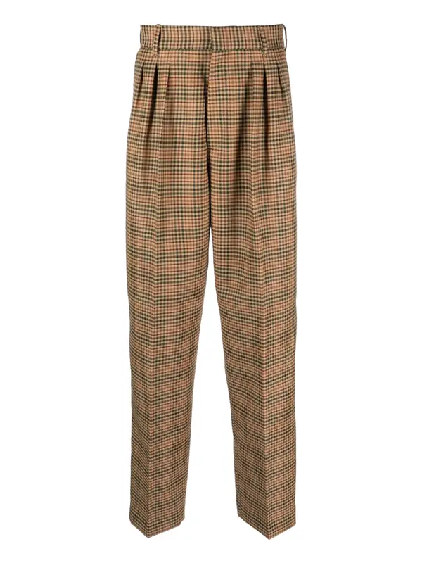 Kenzo Checkered Pleated Tailored Trousers - Neutrals