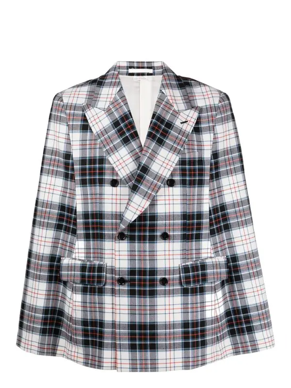Comme Des Garçons Check-pattern Wool Blazer - Black
