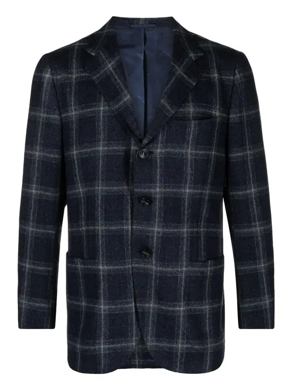 Kiton Plaid-check Single-breasted Blazer - Blue