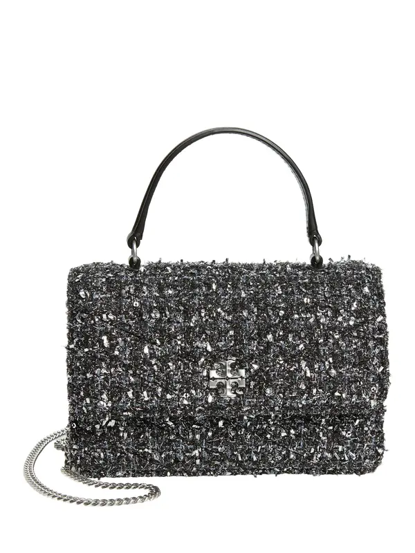 Tory Burch Kira Chevron Tweed Tote - Black/silver