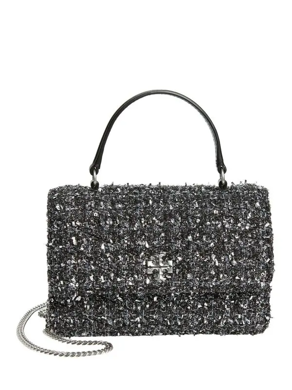 Tory Burch Mini Kira Chevron Tweed Tote - Black/silver