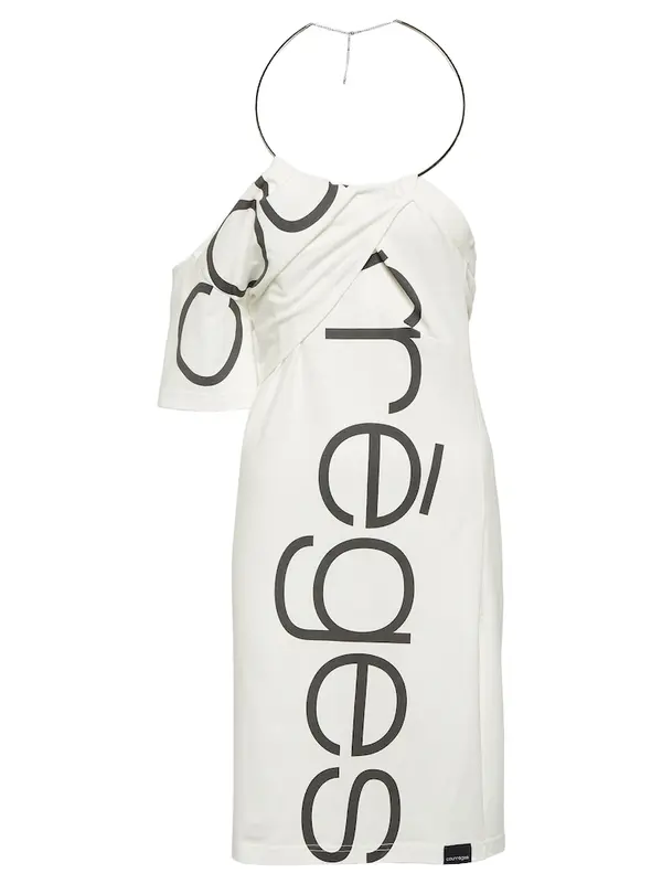 COURREGES Courrèges Logo Off-shoulder Mini Dress - White