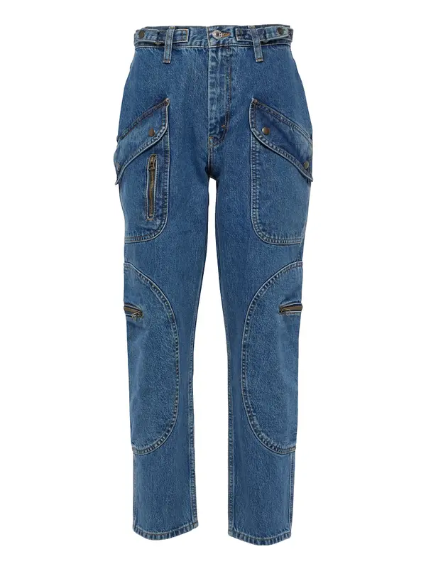 RE/DONE Racer High-rise Tapered Cargo Jeans - Blue