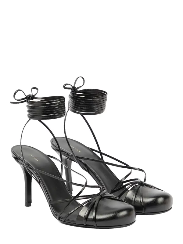 THE ROW Joan Leather Sandals - Black
