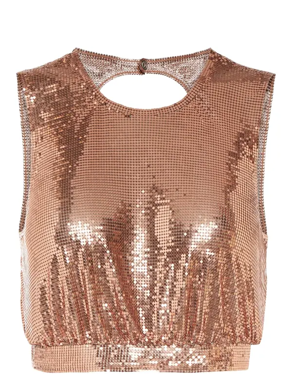 Rabanne Metallic Mesh Top - Pink
