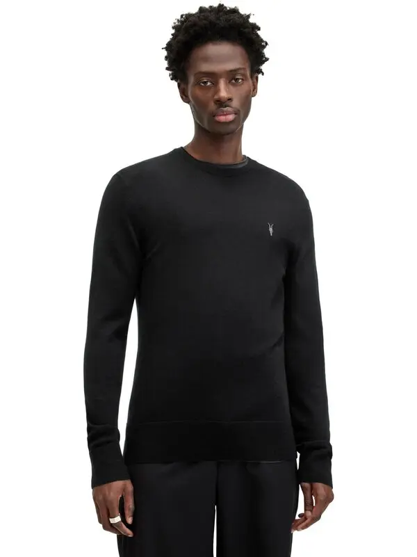 ALLSAINTS Mode Merino Wool Crew Neck Ramskull Sweater - Black