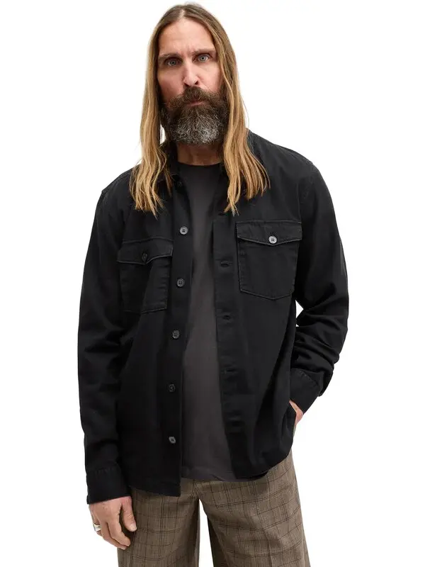 ALLSAINTS Spotter Long Sleeve Military Overshirt - Black