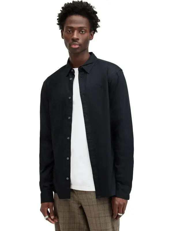 ALLSAINTS Hawthorne Ramskull Stretch Fit Shirt - Black