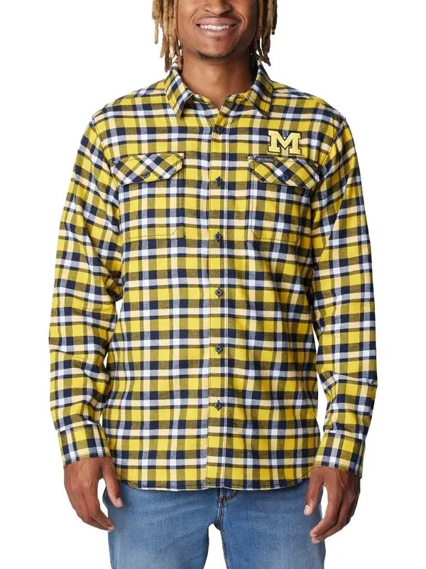 Columbia Michigan Wolverines Flare Gun Flannel Long Sleeve Shirt - Maize