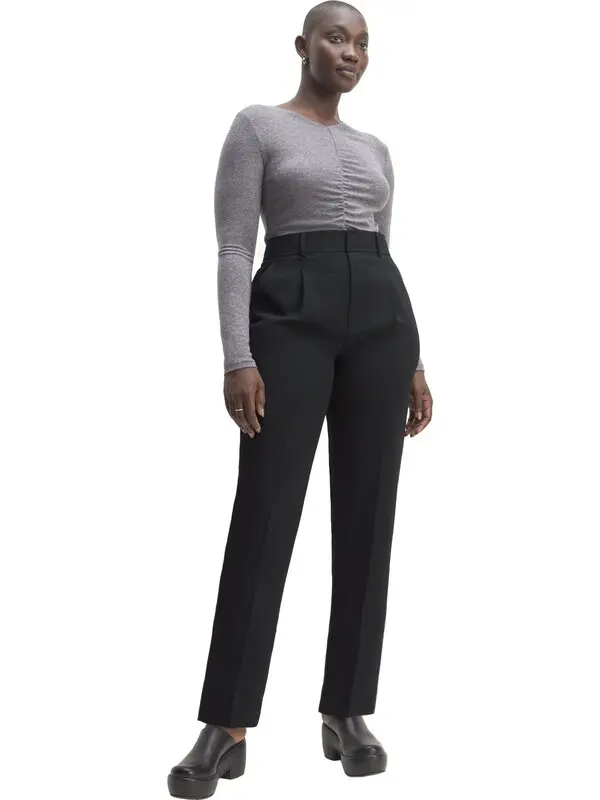 Everlane Japanese Goweave Way-high Tapered Pants - Black