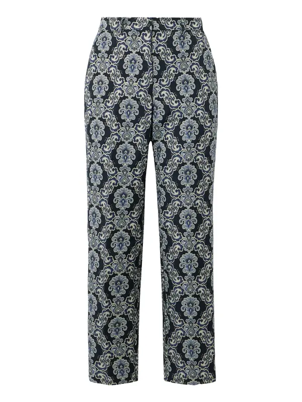 Etro Metallic Brocade Skinny Pants - Blue