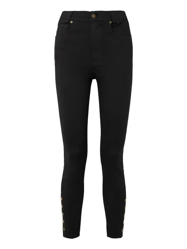 FRAME The Snapped Denim Leggings - Black