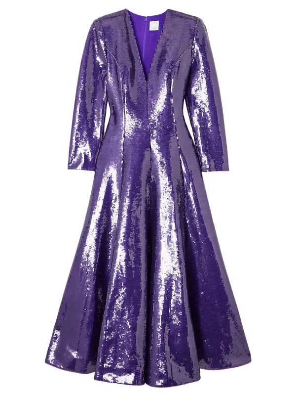 Huishan Zhang Andy Sequined Maxi Dress - Purple