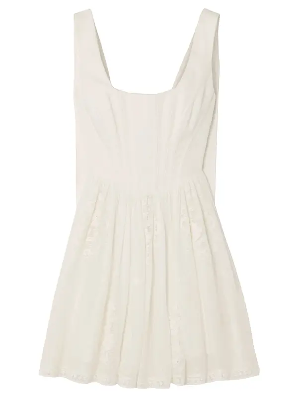 Zimmermann Alight Lace-trimmed Ramie Mini Dress - Ivory