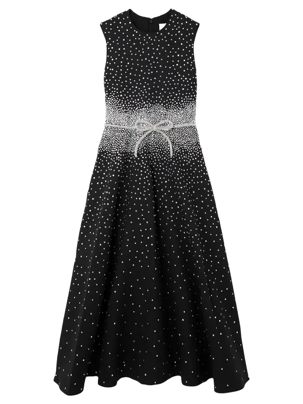 Valentino Garavani Belted Embellished Midi Dress - Black