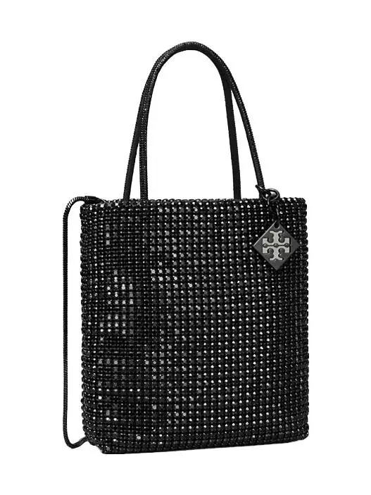 Tory Burch Night Owl Crystal-embellished Mini Tote - Black