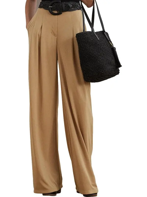 Ralph Lauren Pleated Stretch Jersey Wide-leg Pant - Birch Tan