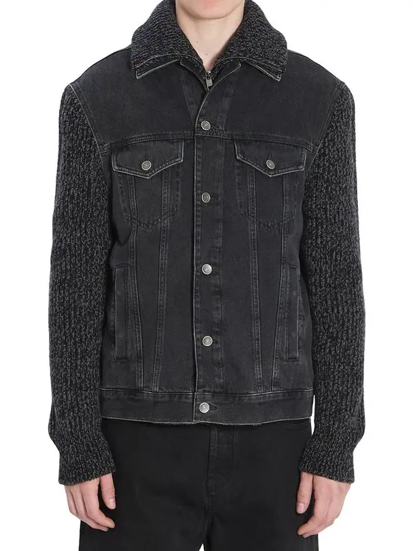 Dolce & Gabbana Padded Denim And Wool-blend Jacket - Black