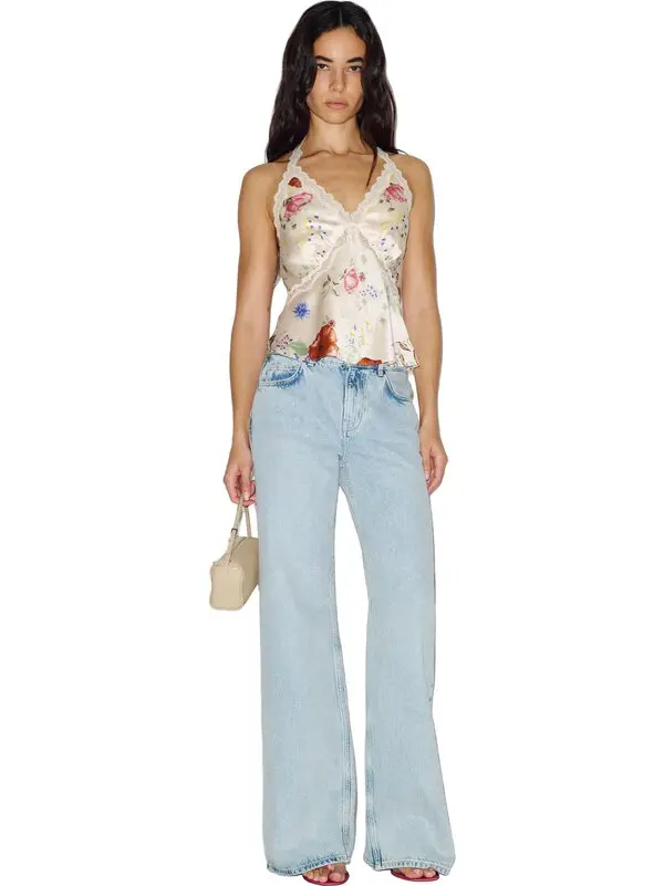 REFORMATION Monica Silk Top - Ivory