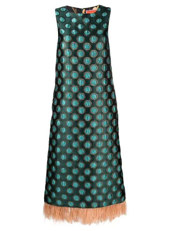 La DoubleJ Column Geometric-jacquard Midi Dress - Green