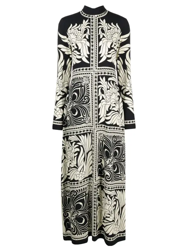 La DoubleJ Halle Placé-print Maxi Dress - Black