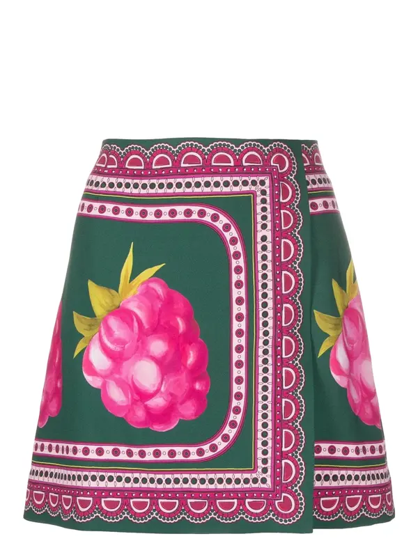 La DoubleJ Graphic-print Wrap Miniskirt - Green