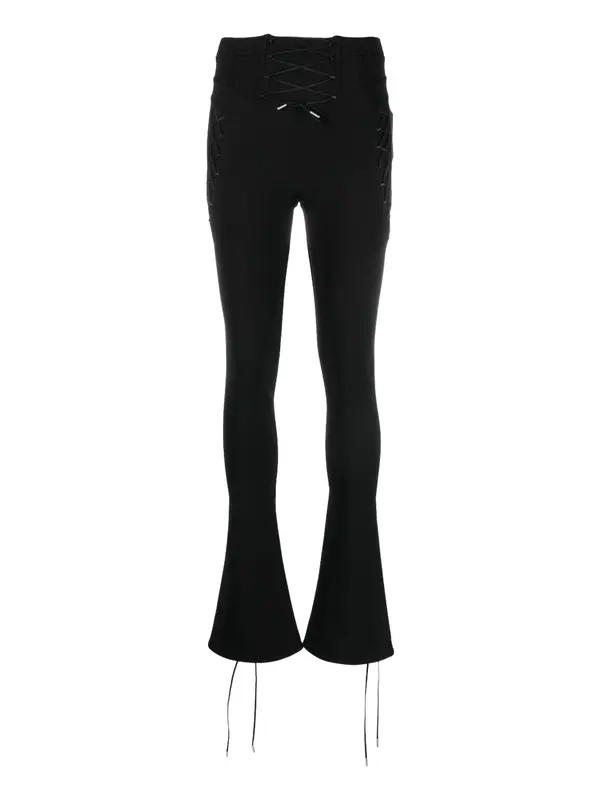 Off-White Logo-print Lace-up Leggings - Black